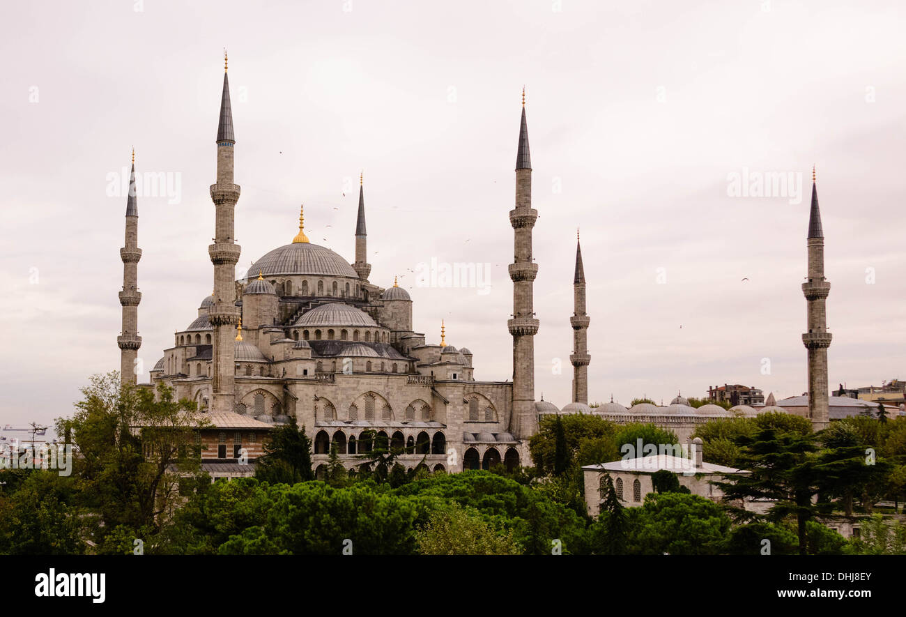 The Blue Mosque and all six of its minarets in Istanbul, Turkey Stock ...