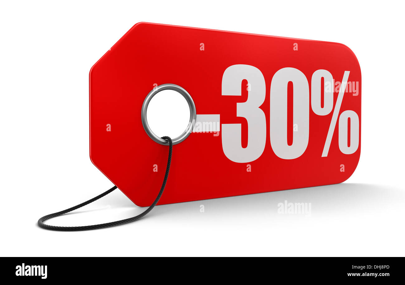 Label with -30% (clipping path included Stock Photo - Alamy