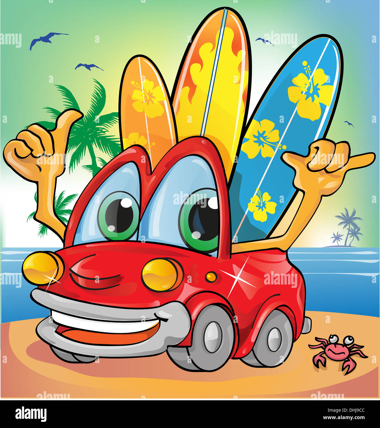 summer time car cartoon Stock Photo - Alamy