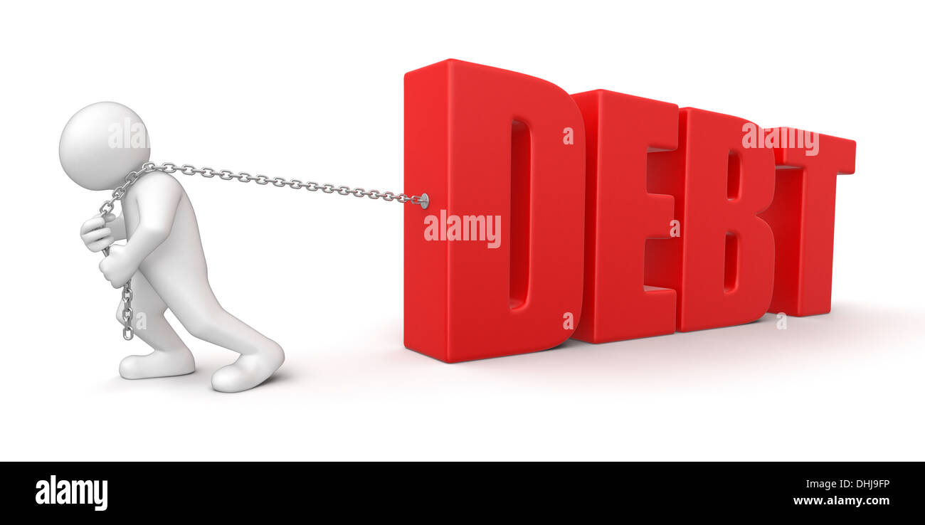 Man and debt (clipping path included Stock Photo - Alamy