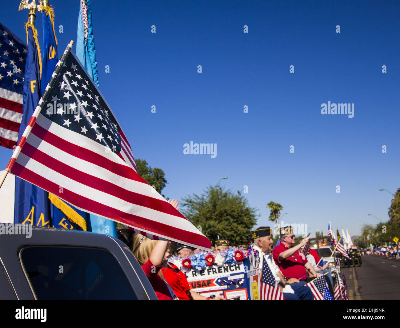 Phoenix, Arizona, USA. 11th Nov, 2013. An American flag flying on a ...