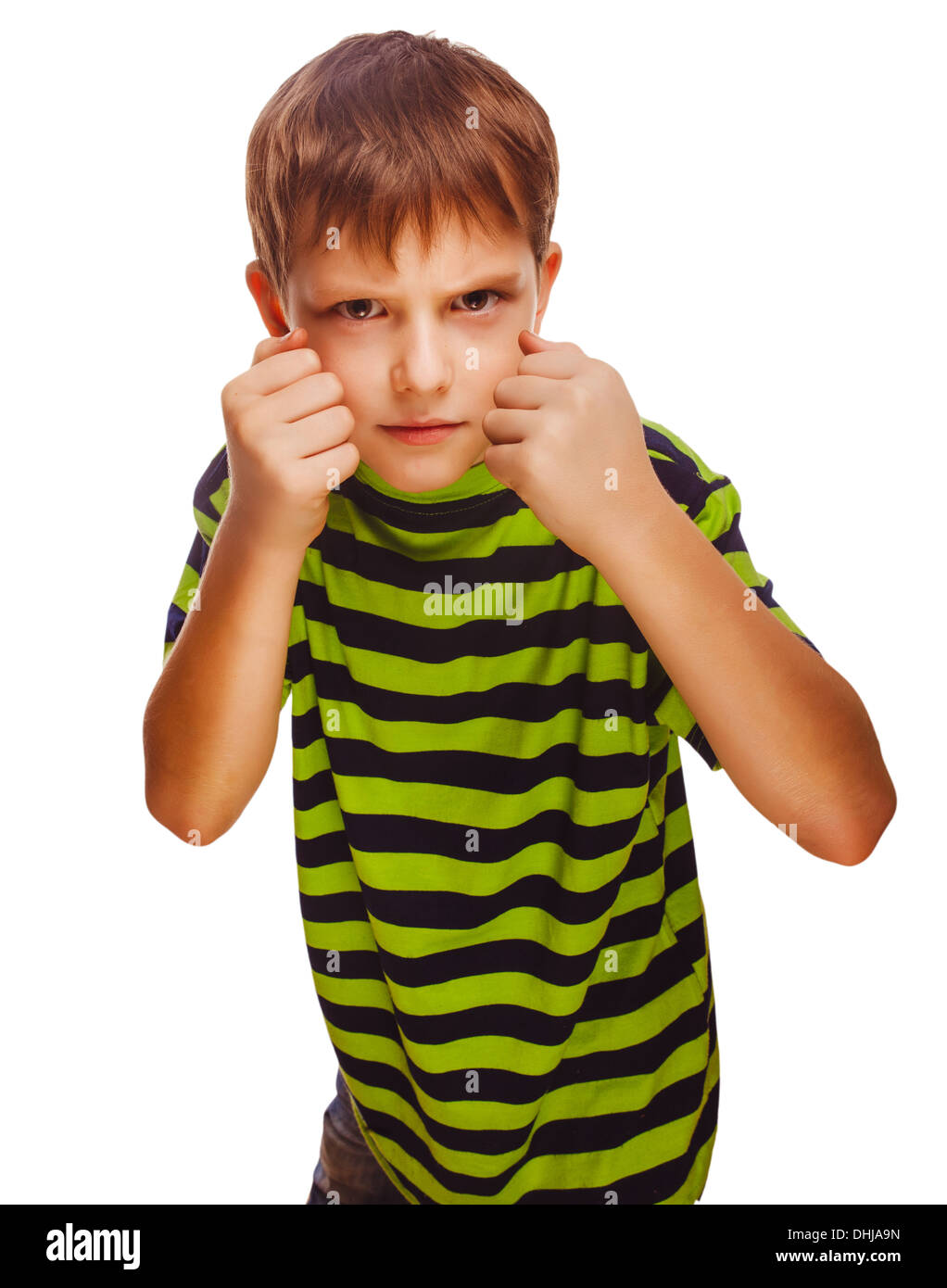 bad child boy blond bully angry aggressive fights in striped green ...