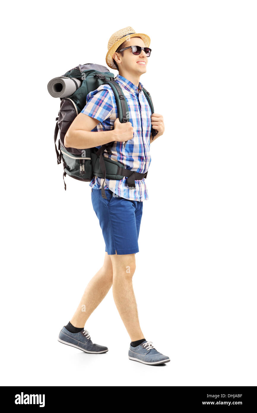 Man tourist hiker walking Cut Out Stock Images & Pictures - Alamy
