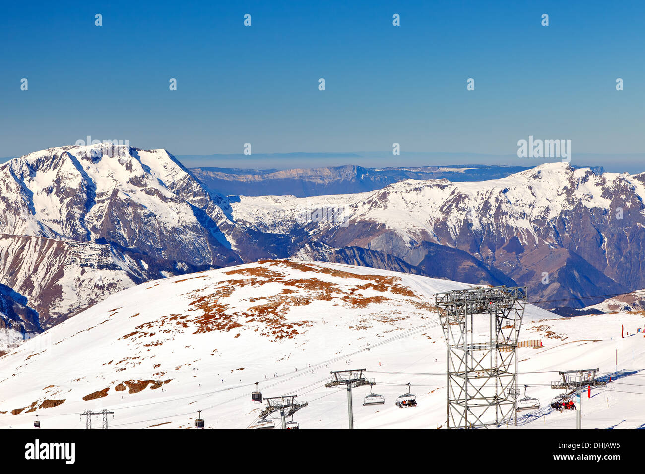 Ski resort in French Alps Stock Photo - Alamy