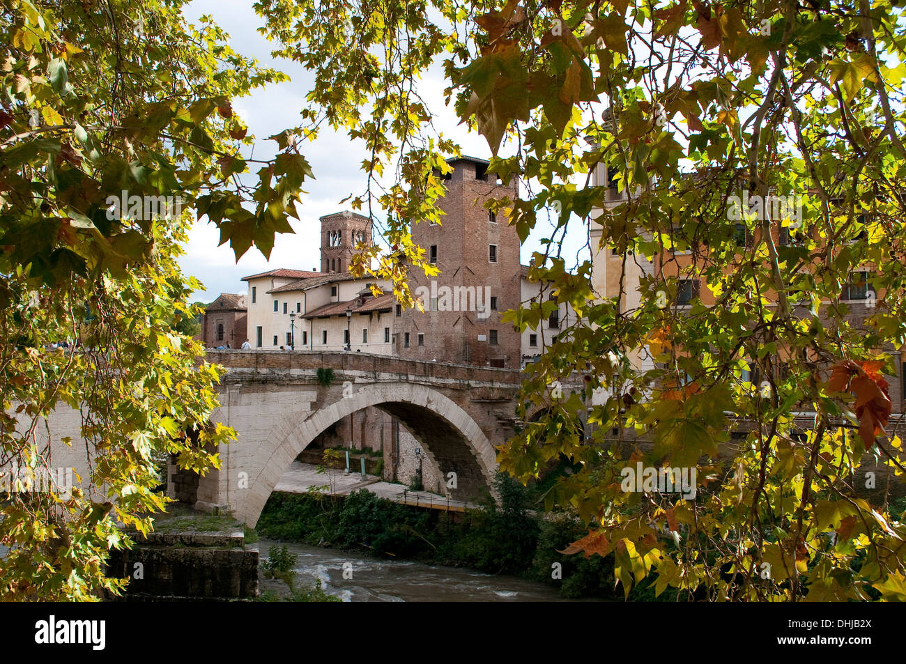 Ponte Fabricio Bridge Ancient Old Rome High Resolution Stock ...