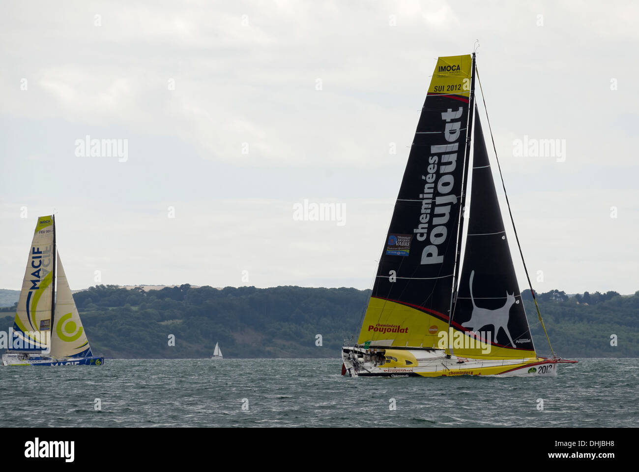 Fastnet yacht race 2013. Racing yacht sailing down the Solent after the ...