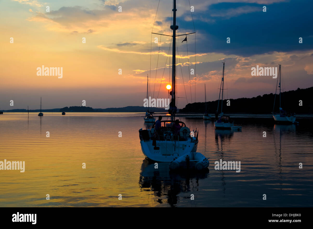 Yachts anchored in Blood Ally, Poole Harbour, Doeset, England, UK at ...