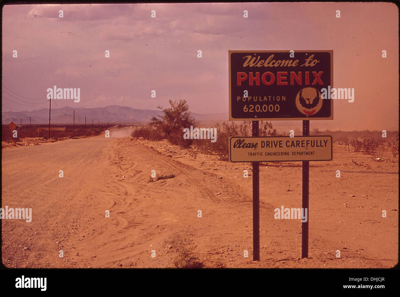 This image shows a scene of approaching Phoenix, Arizona, capturing the ...