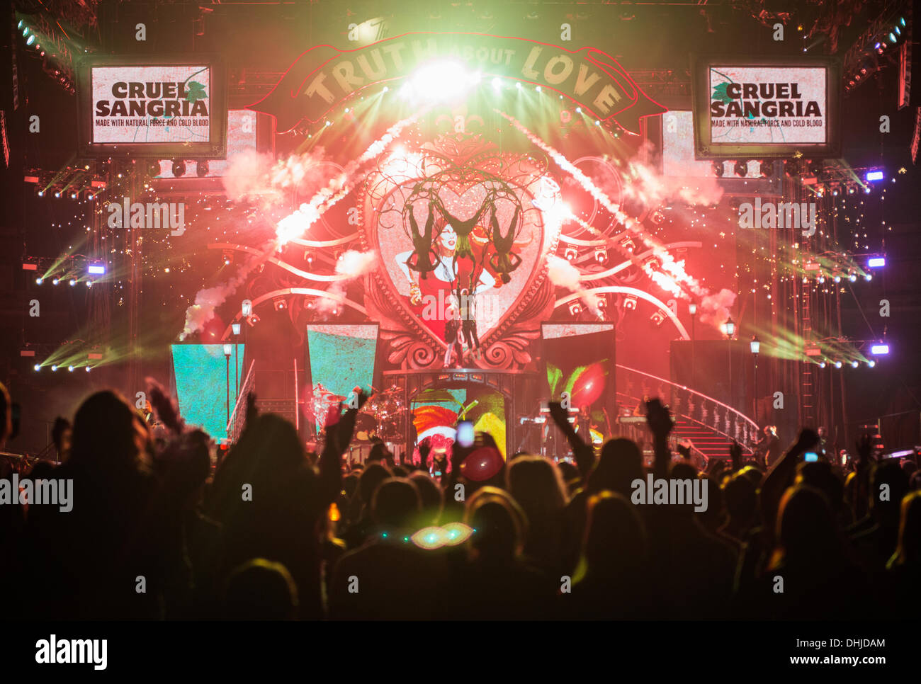 Pop singer Pink performing live Stock Photo - Alamy