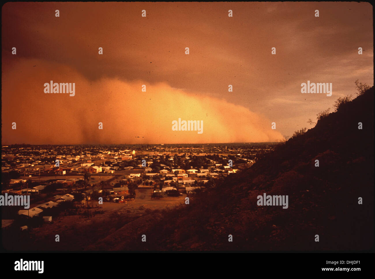 A dust storm rises over Phoenix, Arizona, on Labor Day in 1972. The storm was exacerbated by the ...