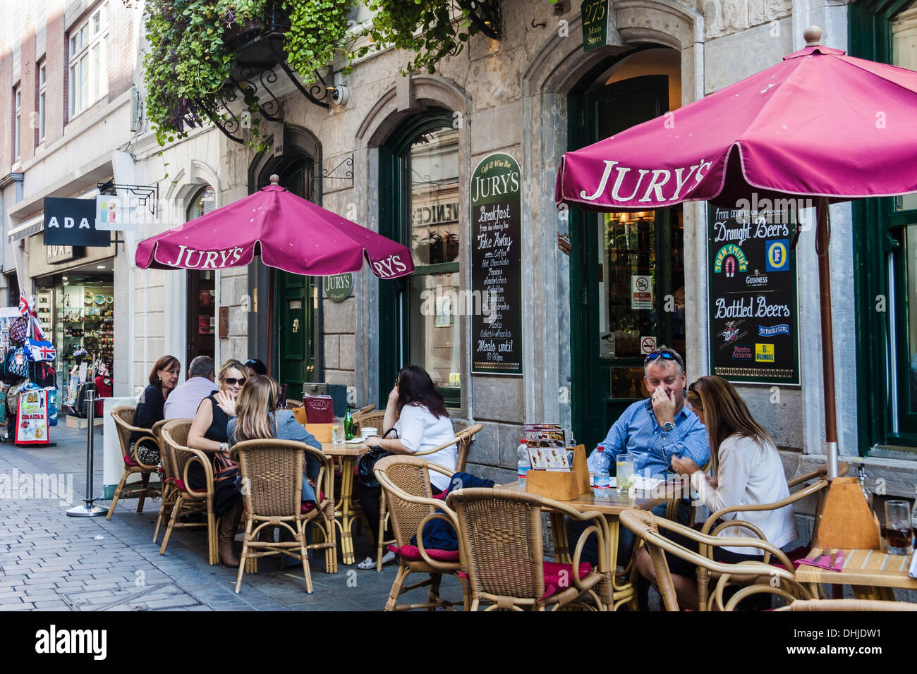 Sitting outdoor at a pub in Main Street, Gibraltar Stock Photo - Alamy