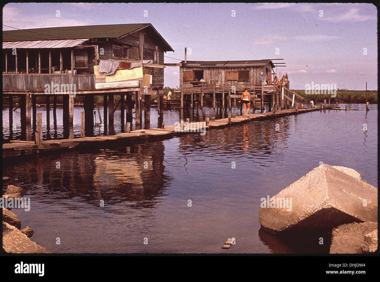 This photograph shows a fishing camp located at Goose Point, identified ...