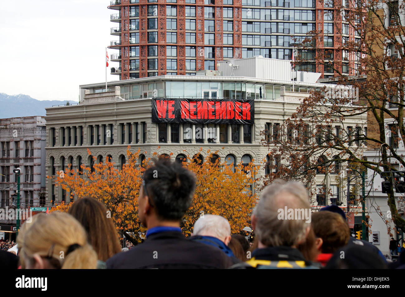 People take part in Remembrance Day ceremonies in Victory Square in ...