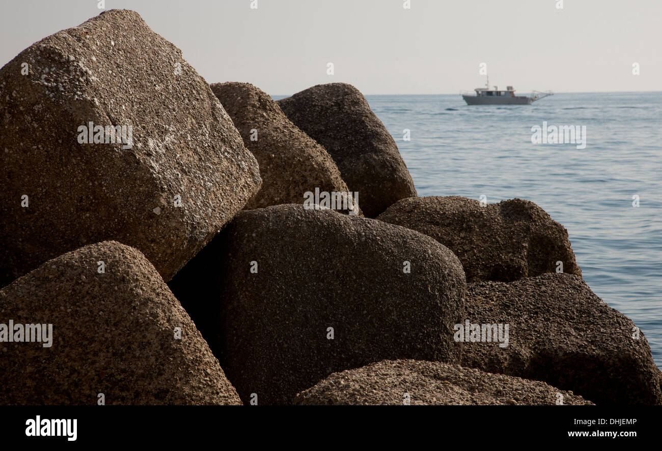Breakwater stones harbor amalfi italy hi-res stock photography and ...