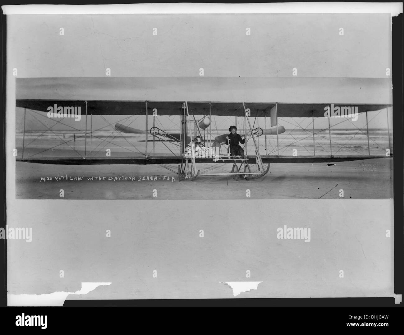 Miss Ruth Law is pictured on Daytona Beach, Florida, known for her ...