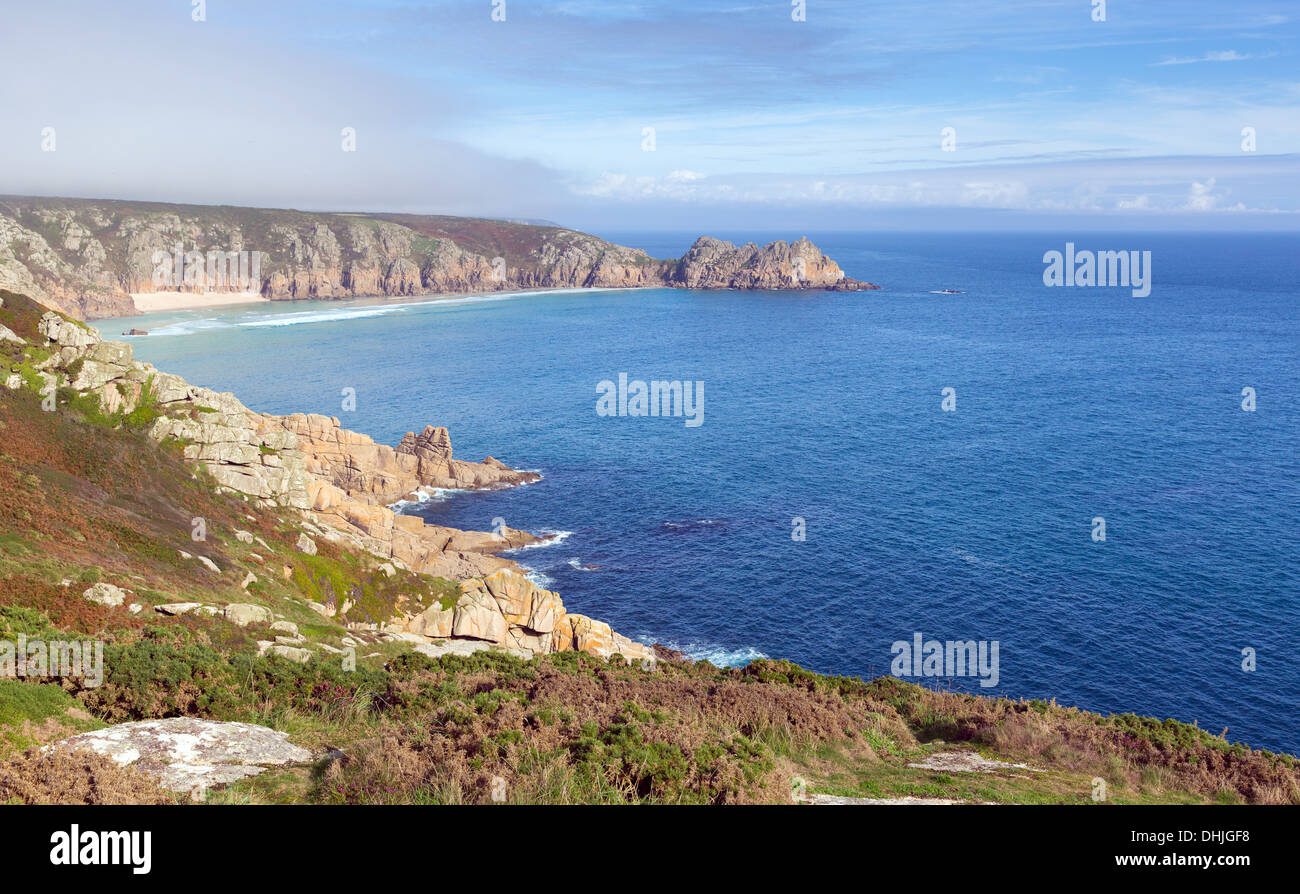 Coast of Cornwall England in autumn at Porthchapel near the Minack ...