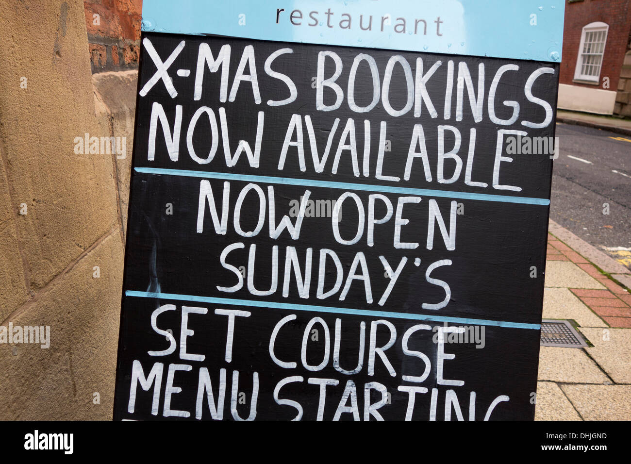 A restaurant taking Christmas bookings in the U.K Stock Photo - Alamy