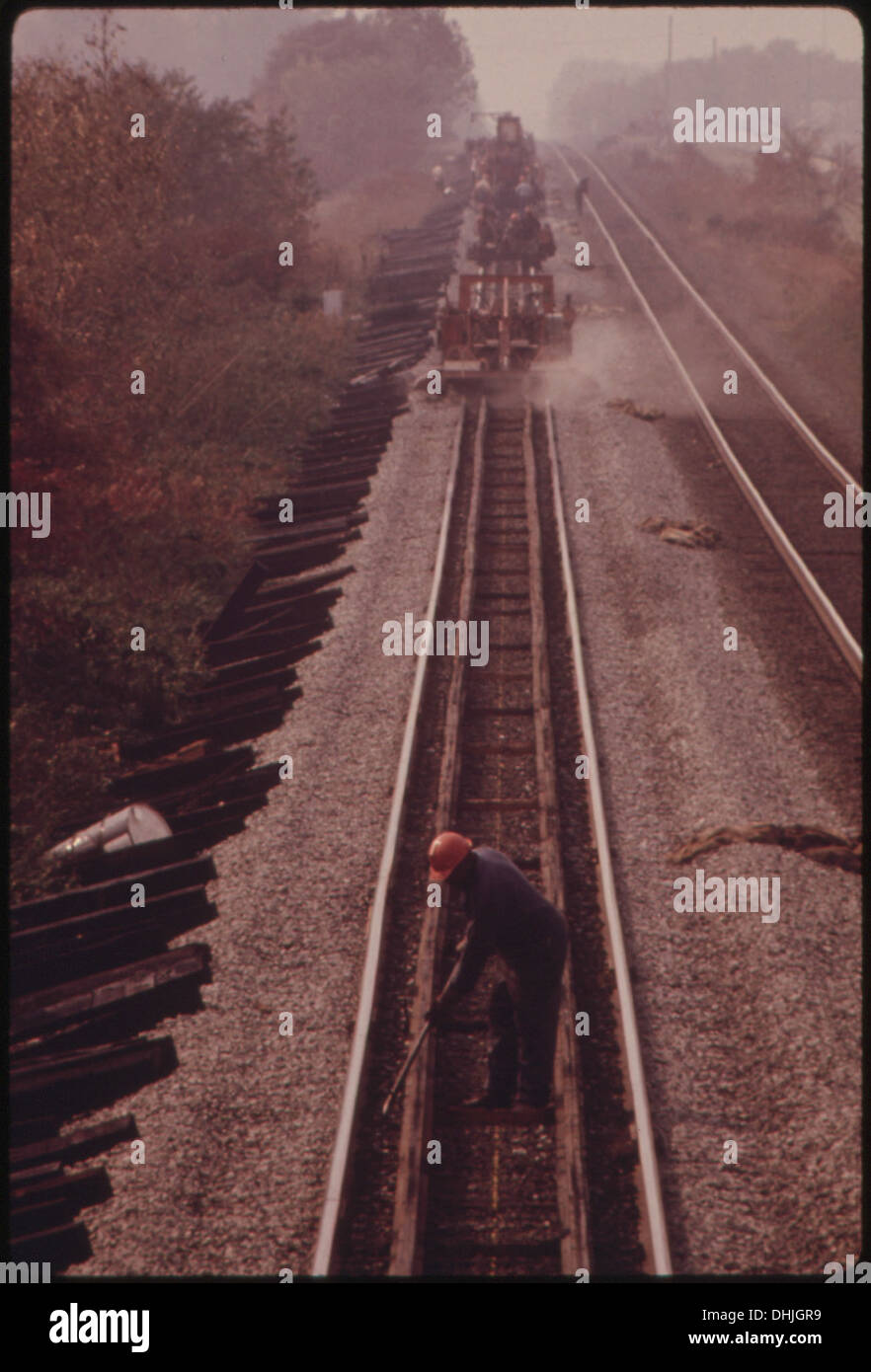 A Southern Railway work crew is seen preparing to remove old railroad ...