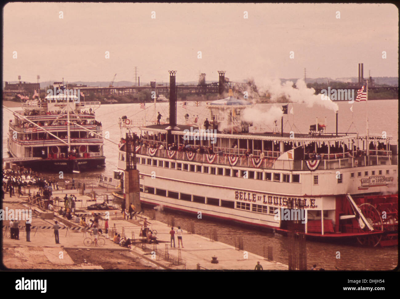 The steamboat Belle of Louisiana is docked at the new Louisville ...