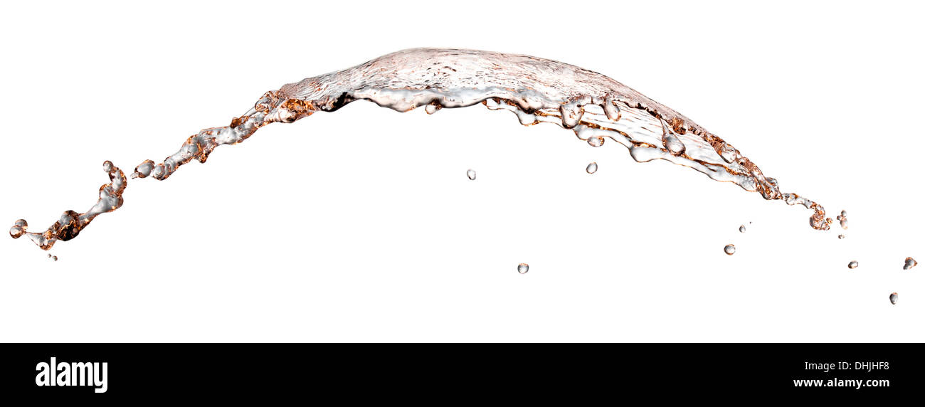 golden water splash isolated on white background Stock Photo - Alamy
