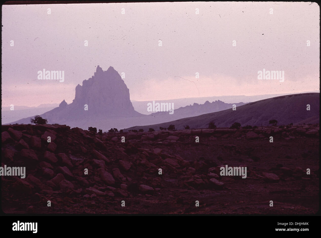 The Shiprock formation, located in New Mexico, is captured at dawn in ...