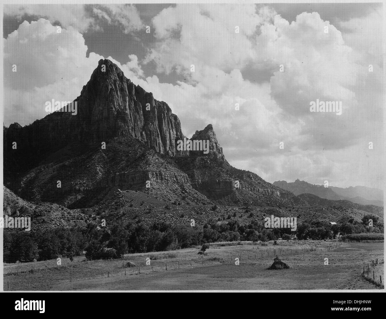 The Watchman is an iconic rock formation, often depicted in landscapes ...