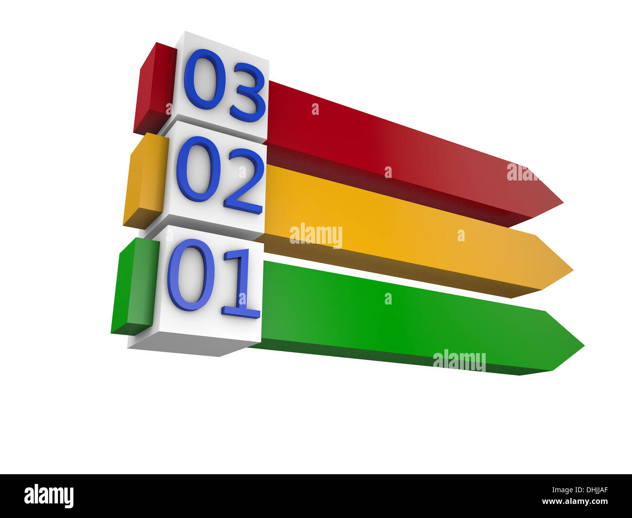 Three arrows with numbers over white background Stock Photo - Alamy