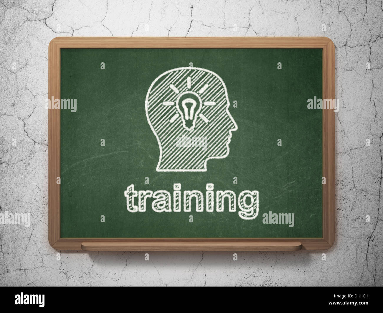 Education concept: Head With Light Bulb and Training Stock Photo - Alamy