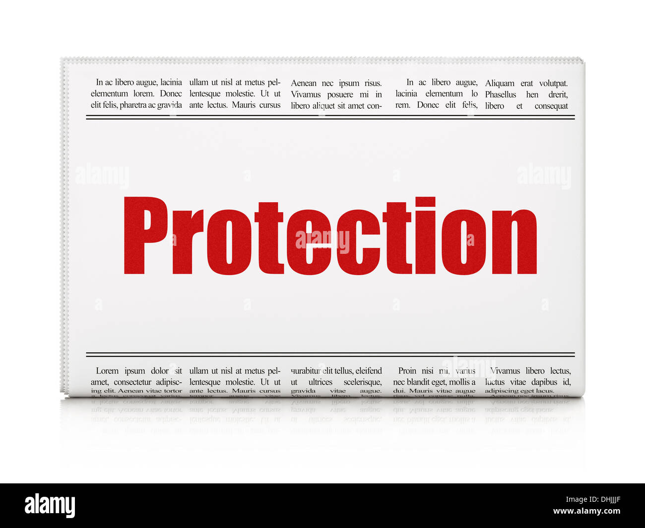 Protection news concept: newspaper headline Protection Stock Photo - Alamy