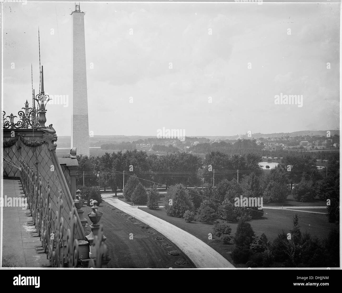 This photograph shows the uncompleted Washington Monument, taken from ...