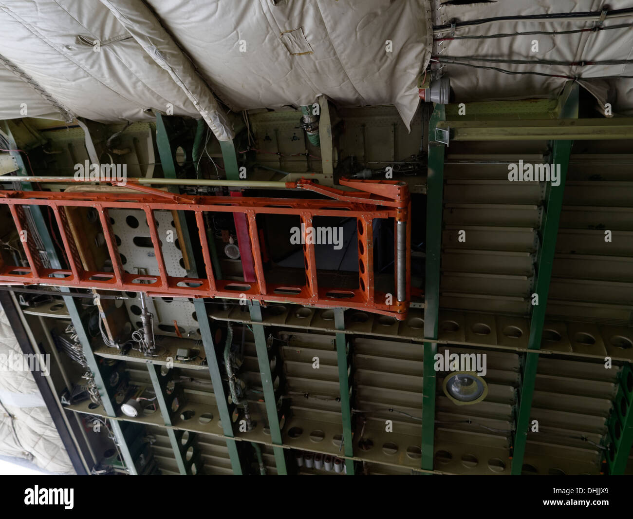 Folded ceiling ladder to the service cockpit and personnel / passengers ...