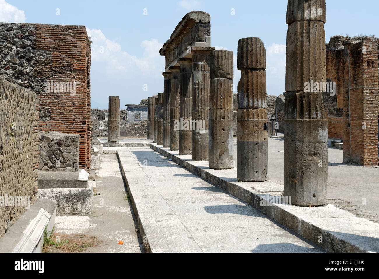 Portico fluted Doric columns at the south end of the Forum, Pompeii ...