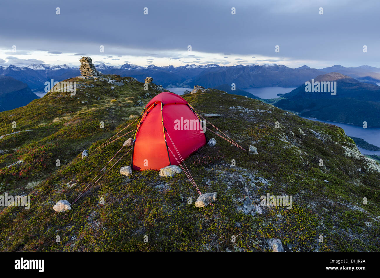 tent with view on Moldefjord, Norway Stock Photo - Alamy