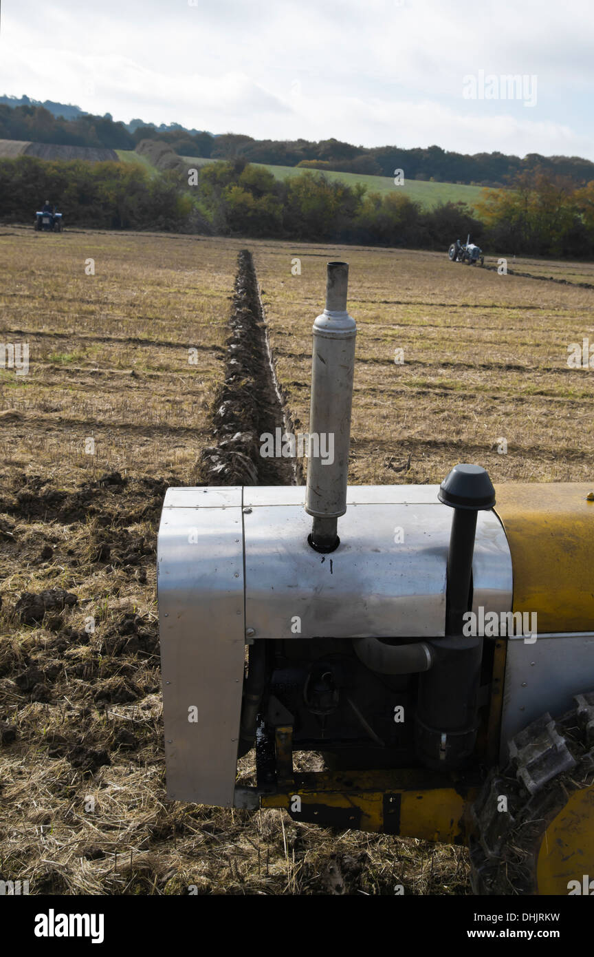 bristol 10 crawler tractor at ploughing match demonstration, ploughed ...