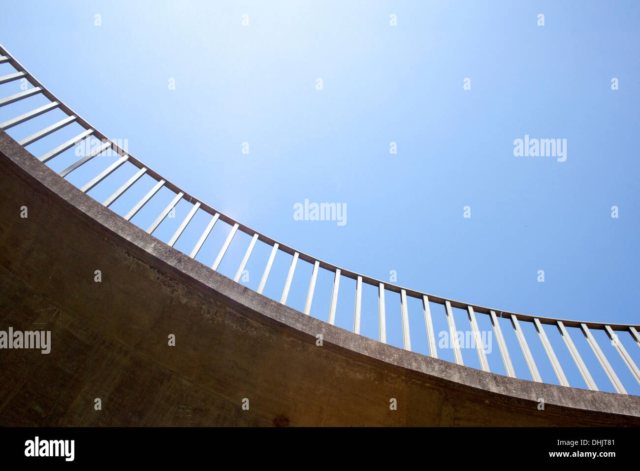 isolated abstract closeup view of curved pedestrian footbridge and ...