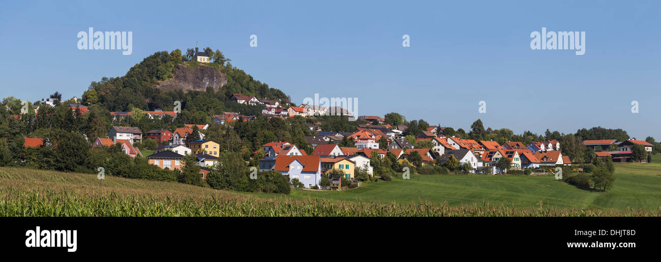 Germany, Bavaria, Upper Palatinate, Parkstein, View of basalt formation ...