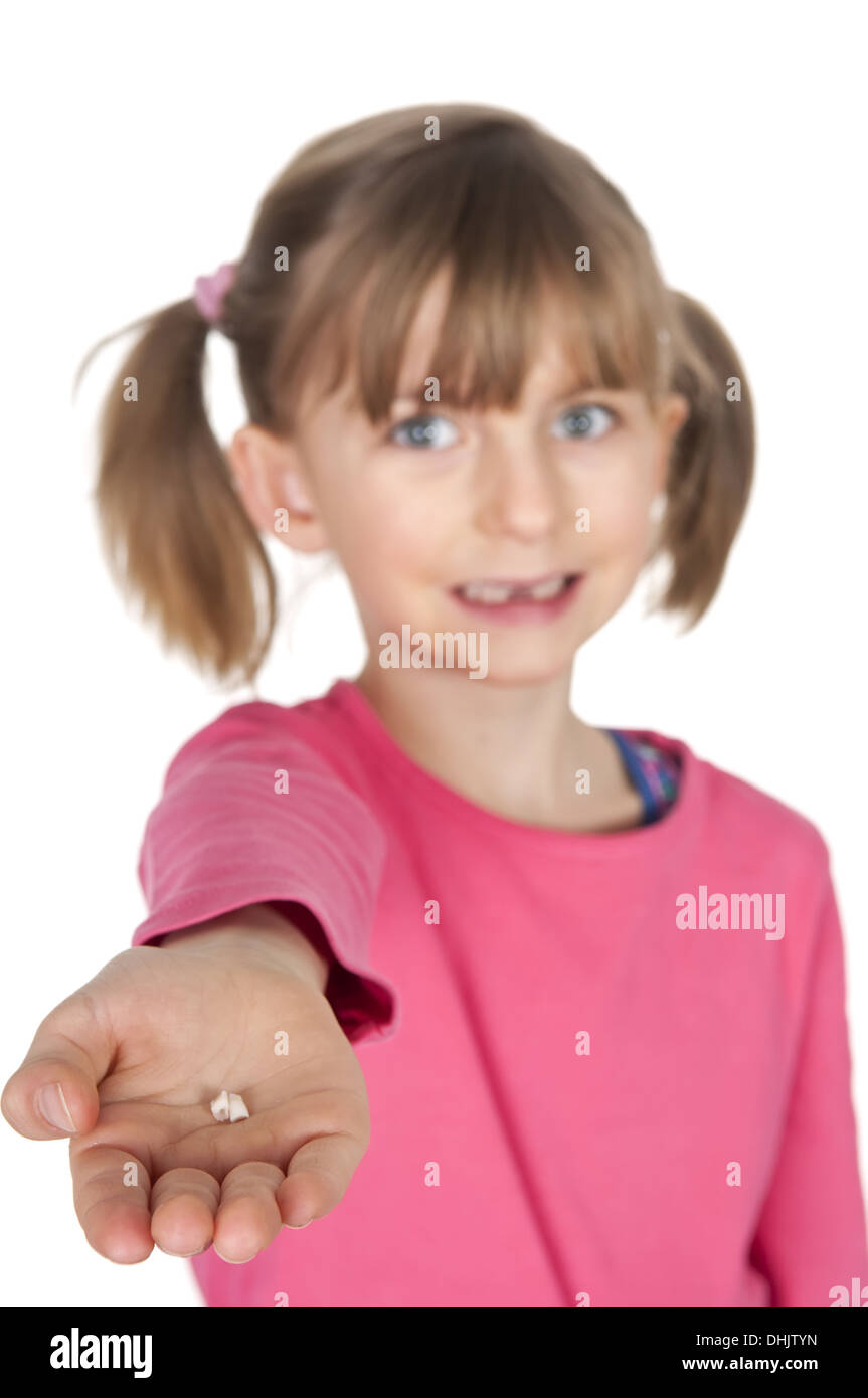 girl showing milk teeth Stock Photo - Alamy