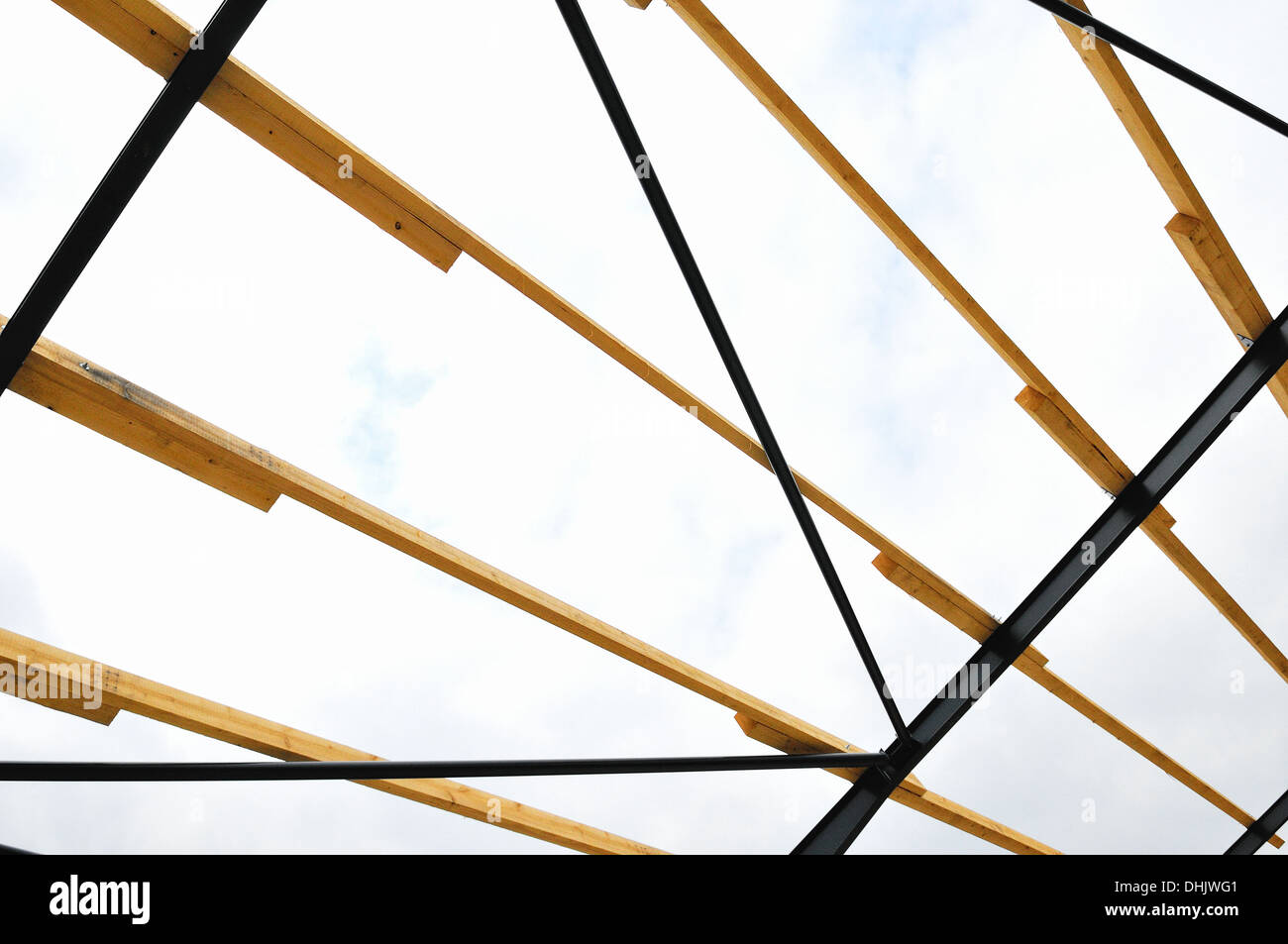 Wood roof with steel beams hi-res stock photography and images - Alamy