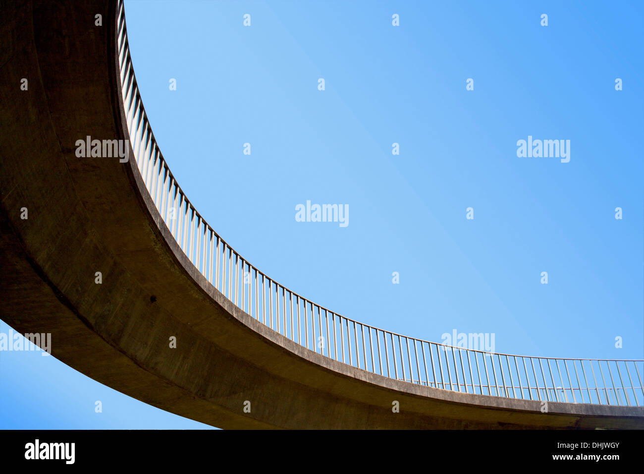 isolated abstract closeup of curved section of overhead pedestrian ...