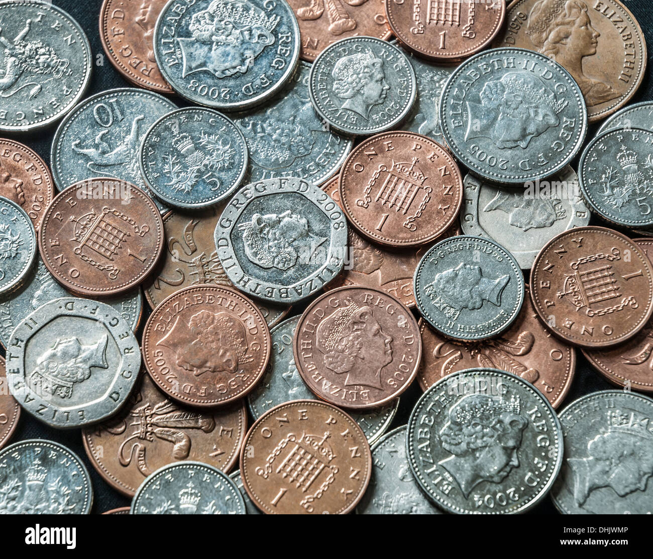 A mixture of UK coins background Stock Photo - Alamy