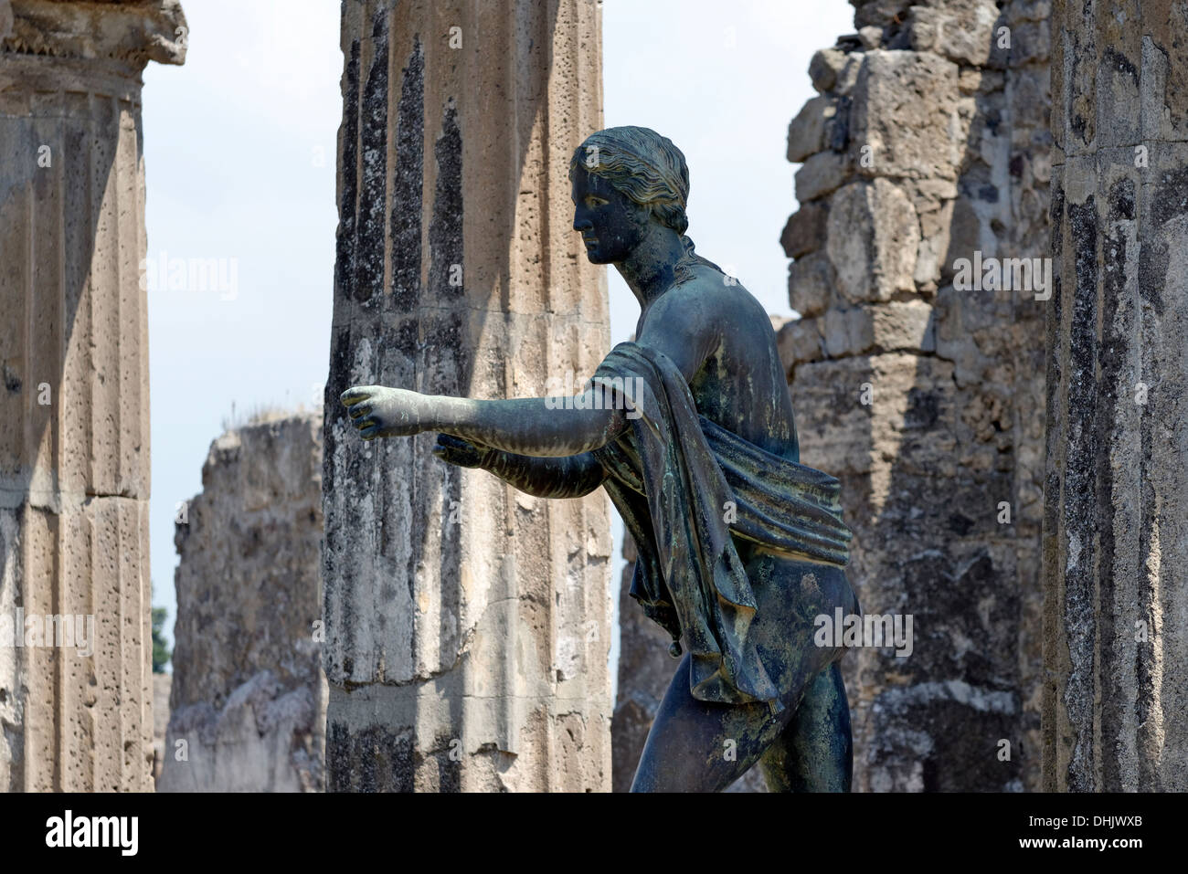 Bronze copy of the original statue of Apollo in front of the portico at ...