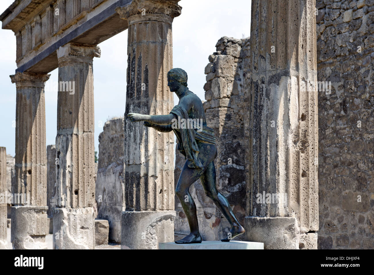 Bronze copy of the original statue of Apollo in front of the portico at ...