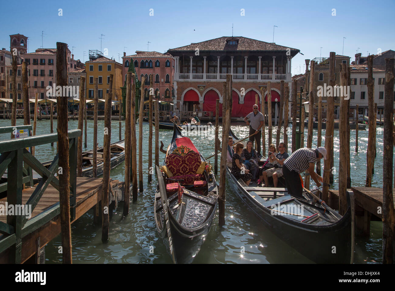 Traghetto gondola crossing the Grand Canal, Venice, Veneto, Italy ...