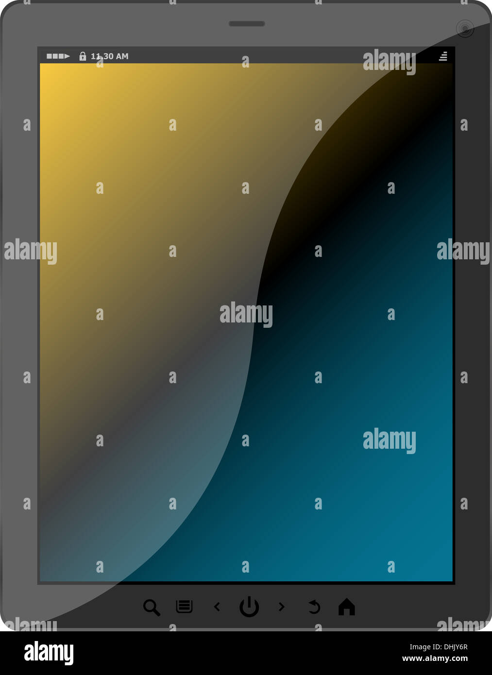 Tablet pc with blue and yellow screen Stock Photo - Alamy