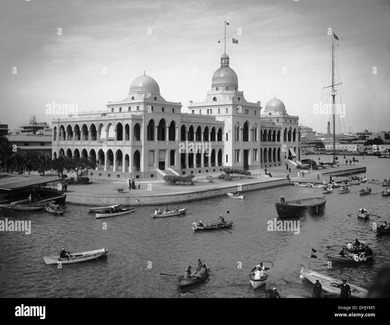 View of an office building on the Suez Canal in Port Said, Egypt ...