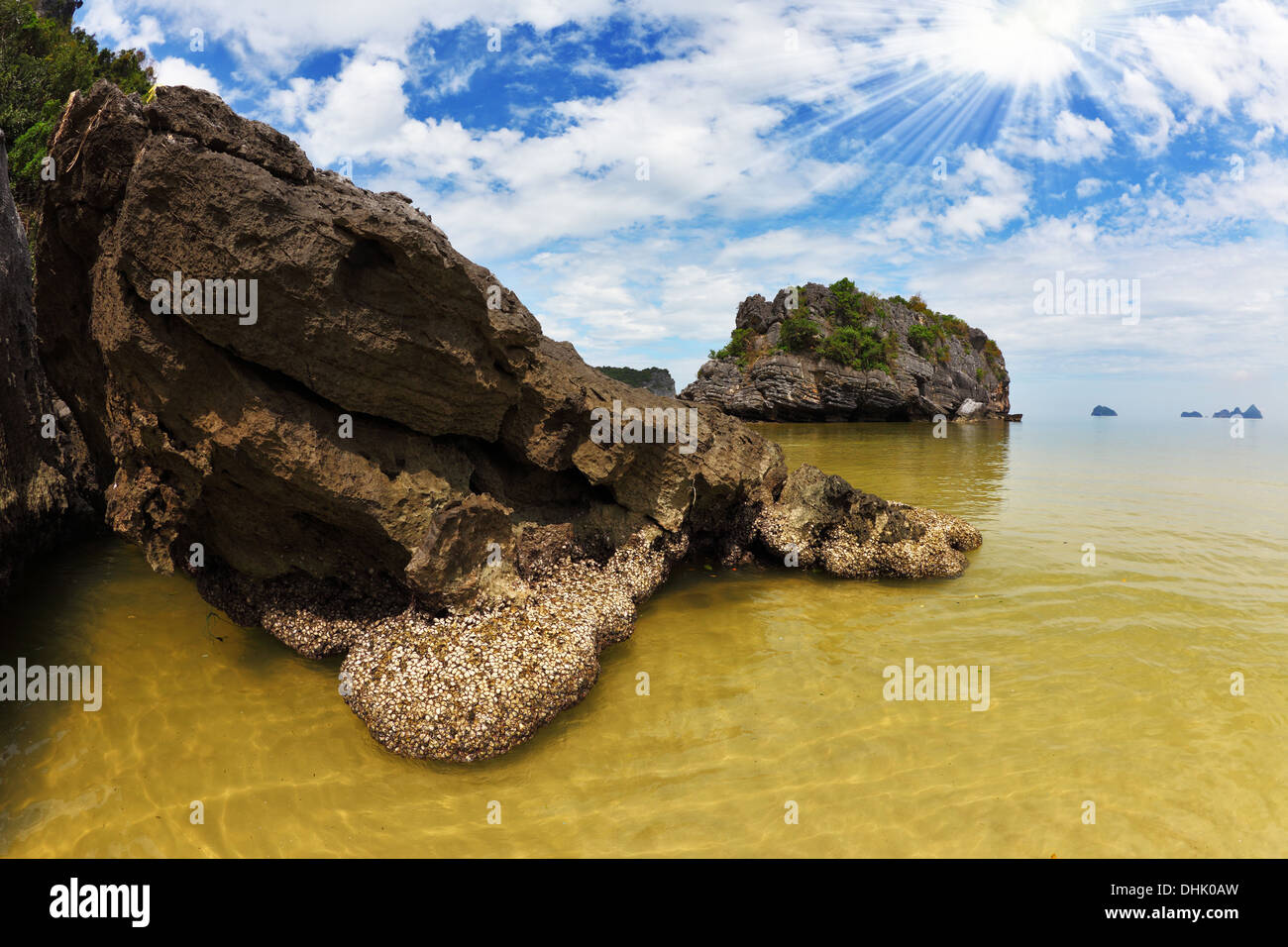 Shallow beautiful beach a small island Stock Photo - Alamy