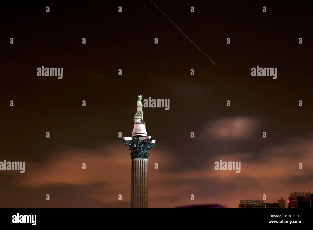 Nelson's Column at night, Trafalgar Square, London, England, United ...