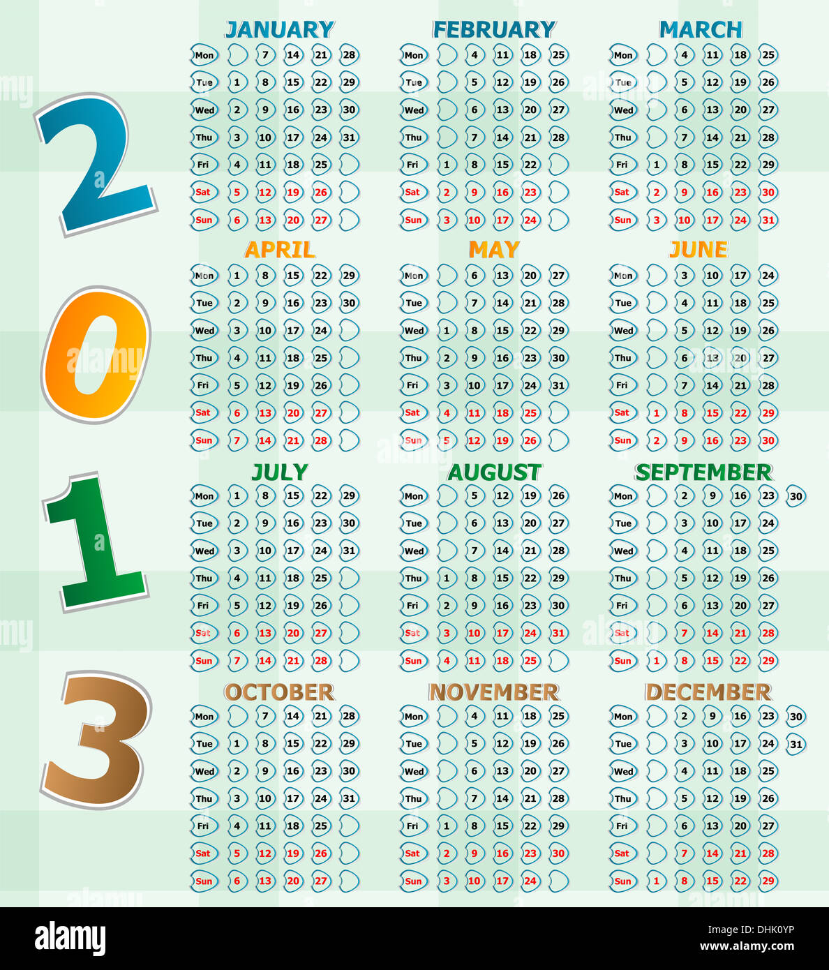 Simple 2013 year calendar Stock Photo - Alamy