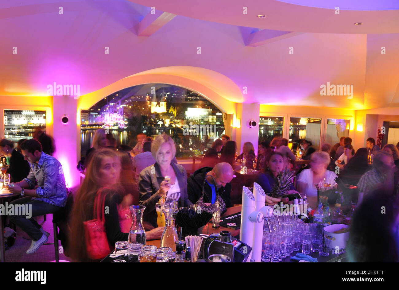 People at the bar of the Metropol hotel, Luzern, Switzerland, Europe ...