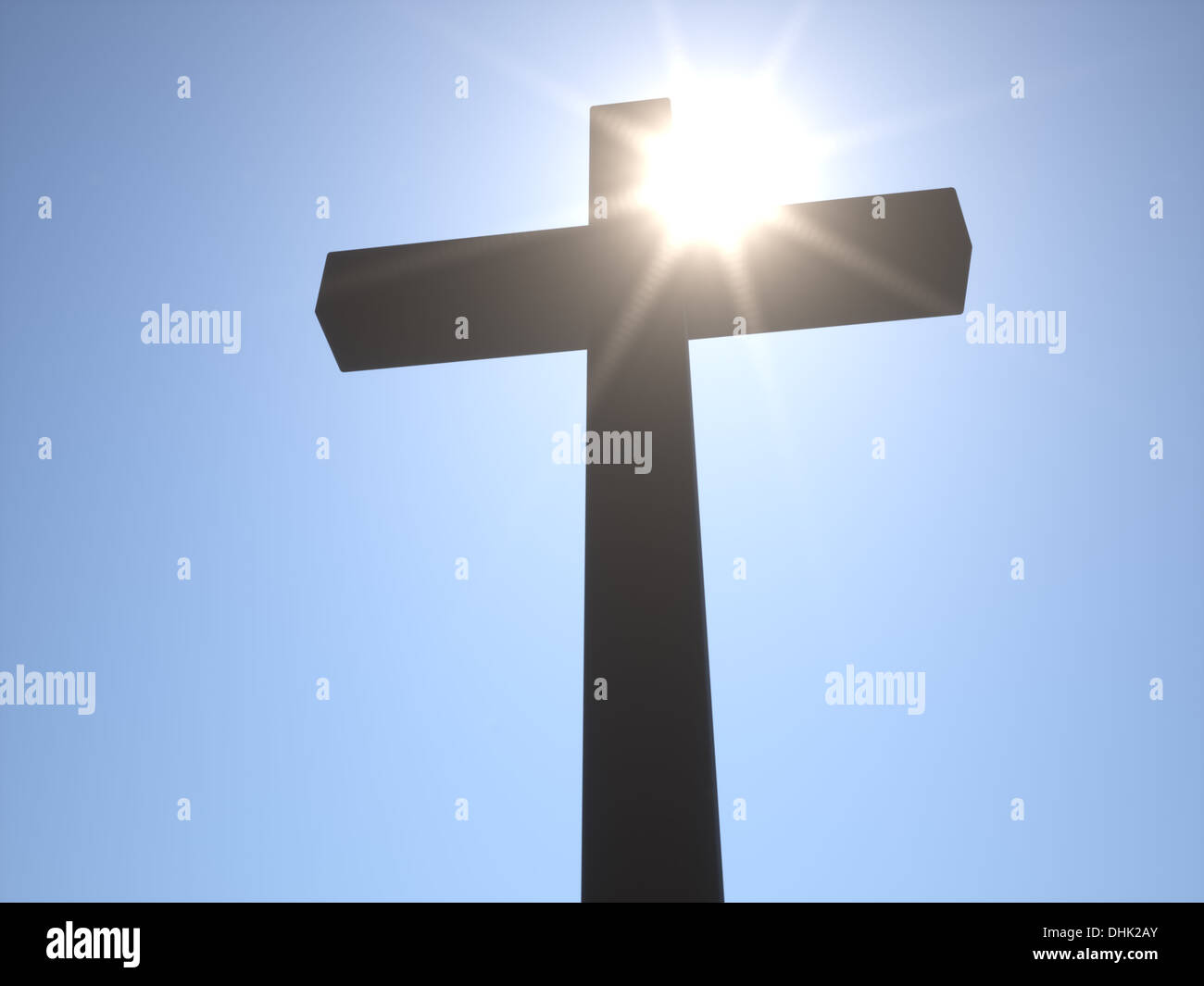 Christian Cross in front of Sun Stock Photo - Alamy